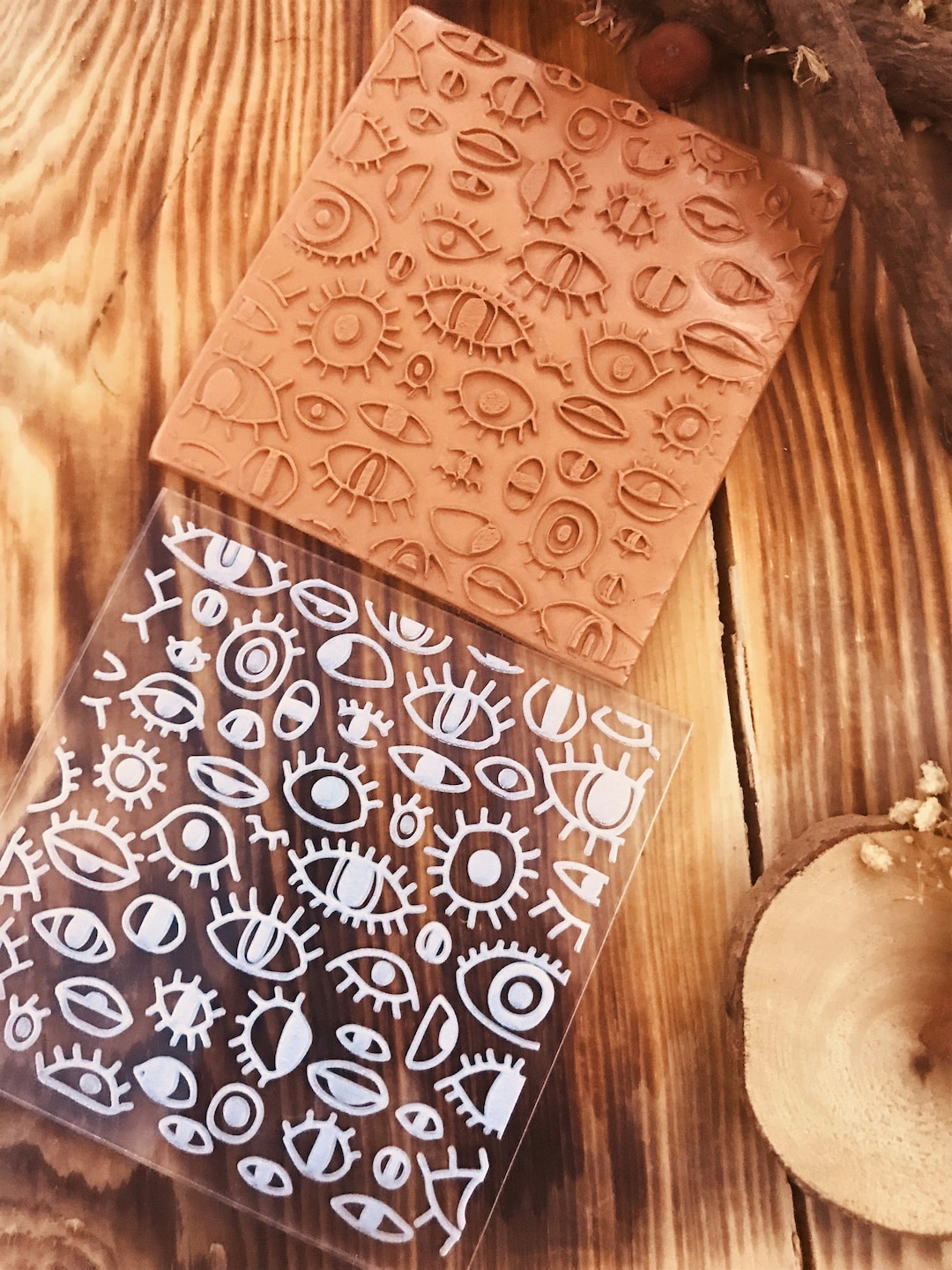 Eyes Texture Mold: Abstract Rubber Stamp for Polymer Clay (10x10 Cm) - Etsy