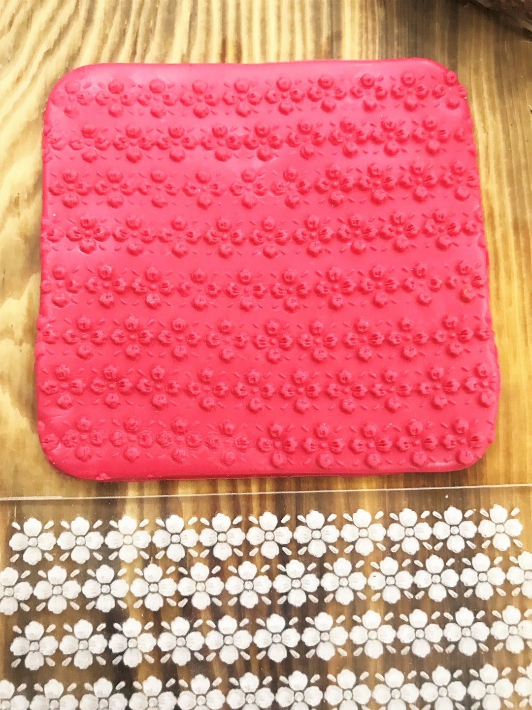 Polymer Clay Floral Texture Mat, Debossing Stamp, Acrylic Clay Tool ...