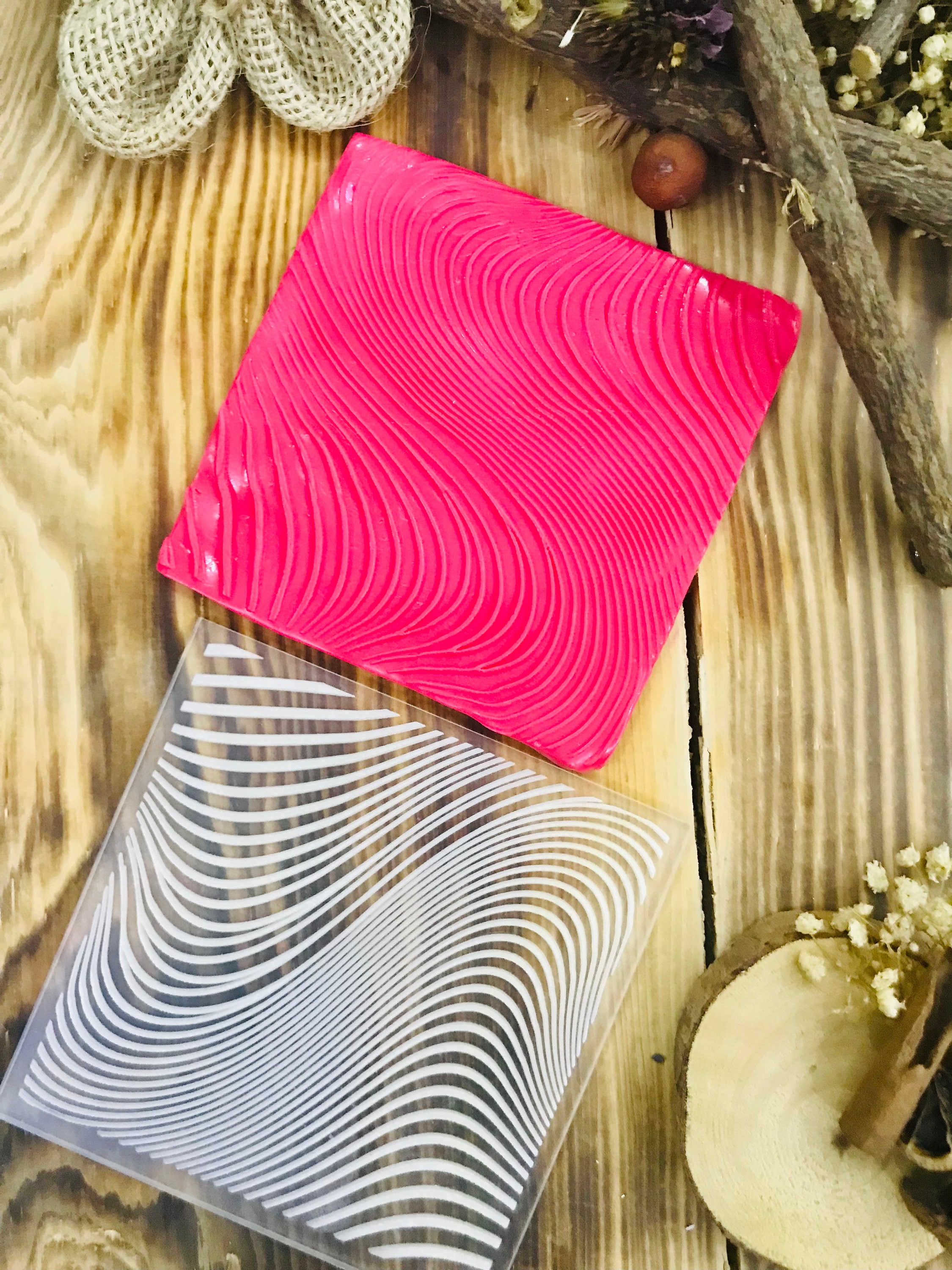 Wave Texture Mat, Polymer Clay Debossing Stamp, Acrylic Clay Tool, Wave ...