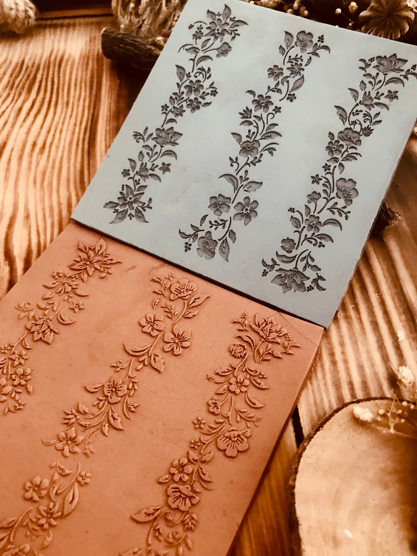 Floral Border Rubber Texture Mat: Polymer Clay & Fondant (10x10 Cm) - Etsy