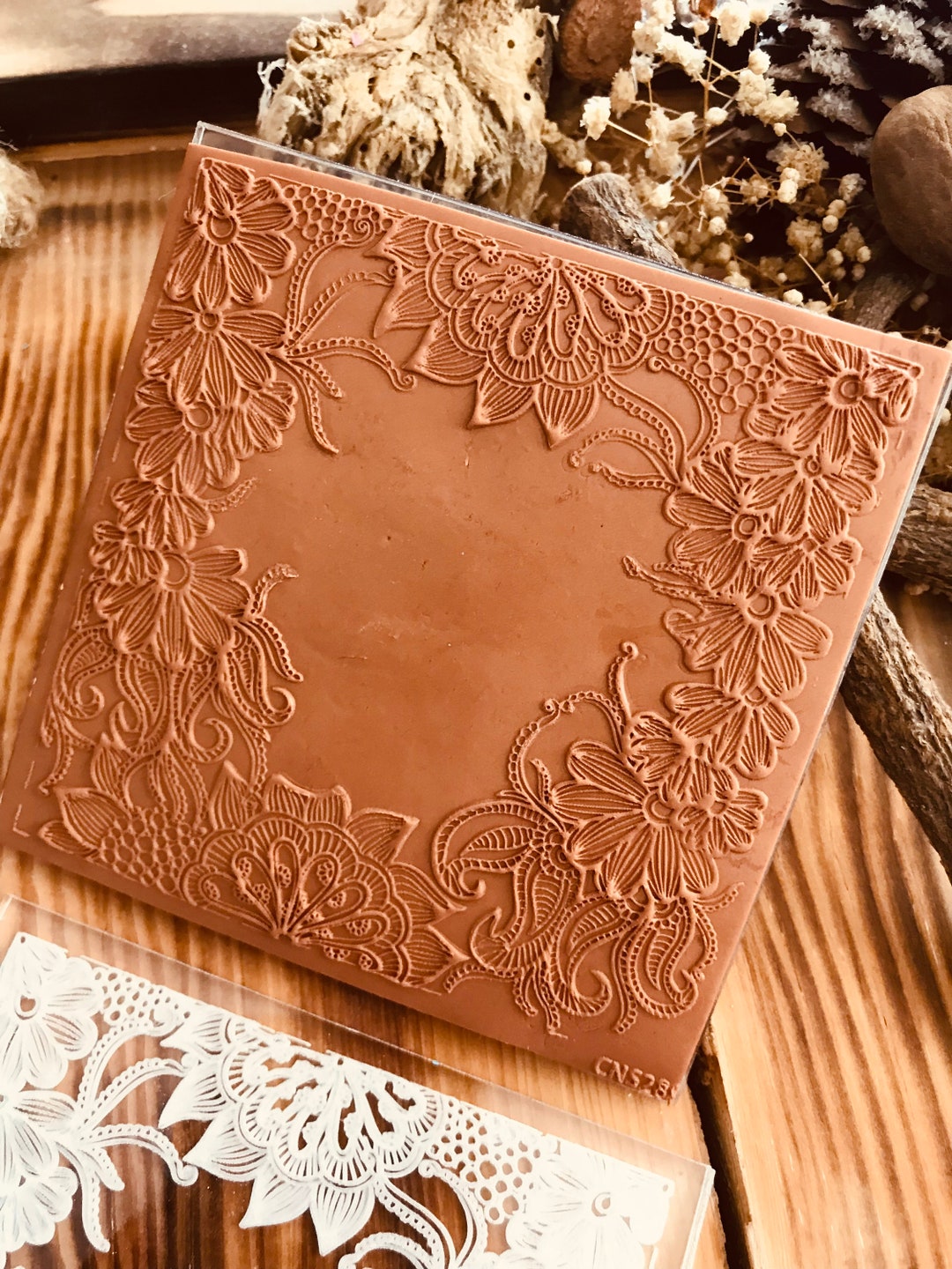 Floral Lace Clay Stamp,fondant Pattern Texture Mat, Embossing Stamp ...