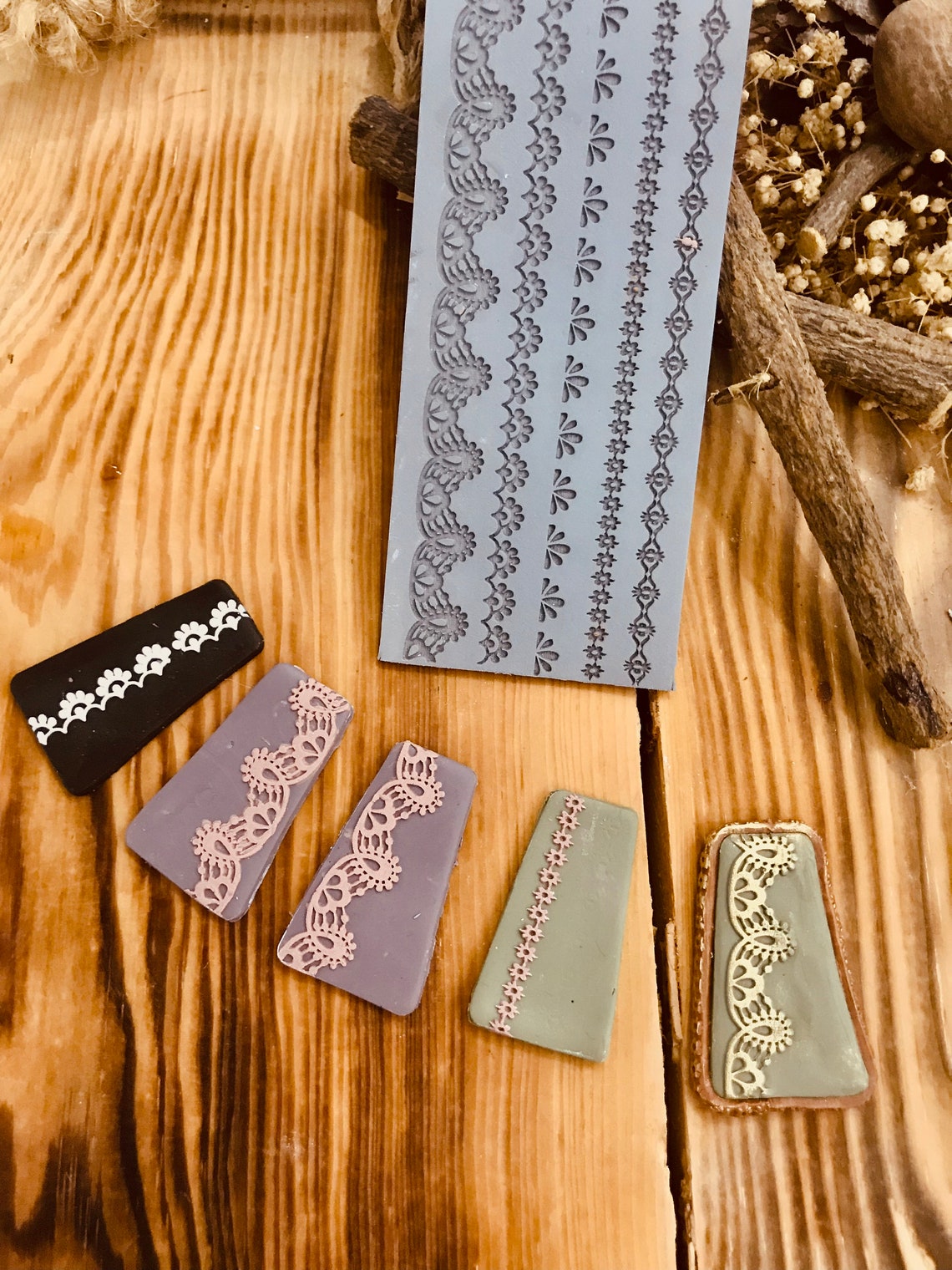 5 Unique Floral Borders – Rubber Texture Mat for Polymer Clay & Jewelry ...