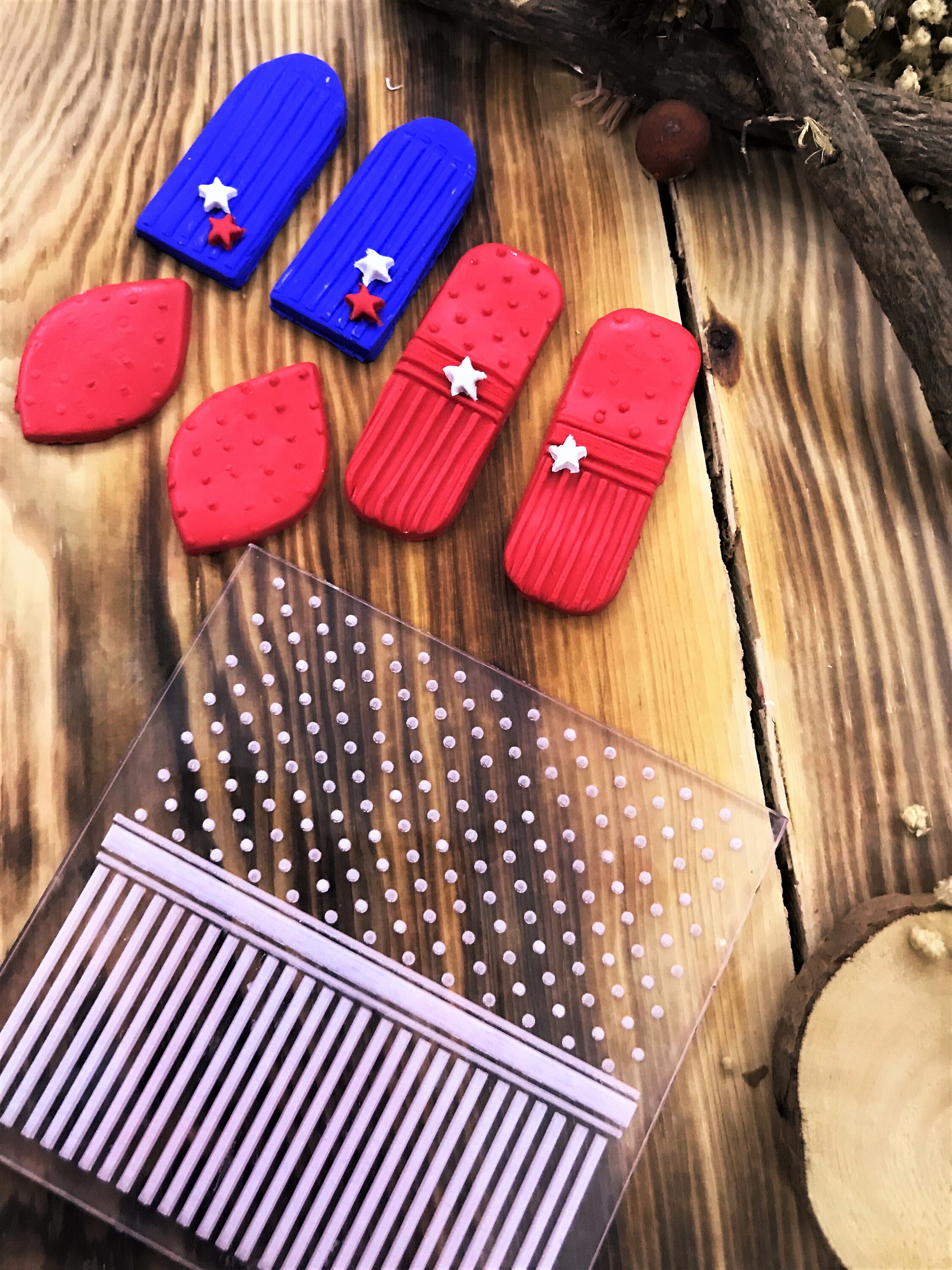 Striped Dotted Pattern Texture Mat, Polymer Clay Stamp, Acrylic Clay ...