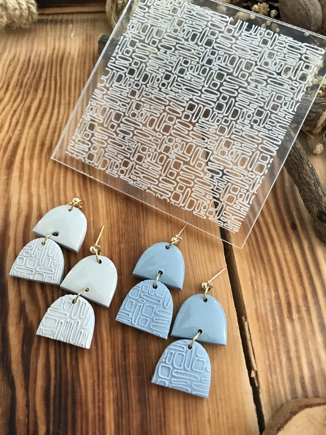 Micro Rectangle Acrylic Embossing Stamp for Polymer Clay, Ceramic Stamp ...