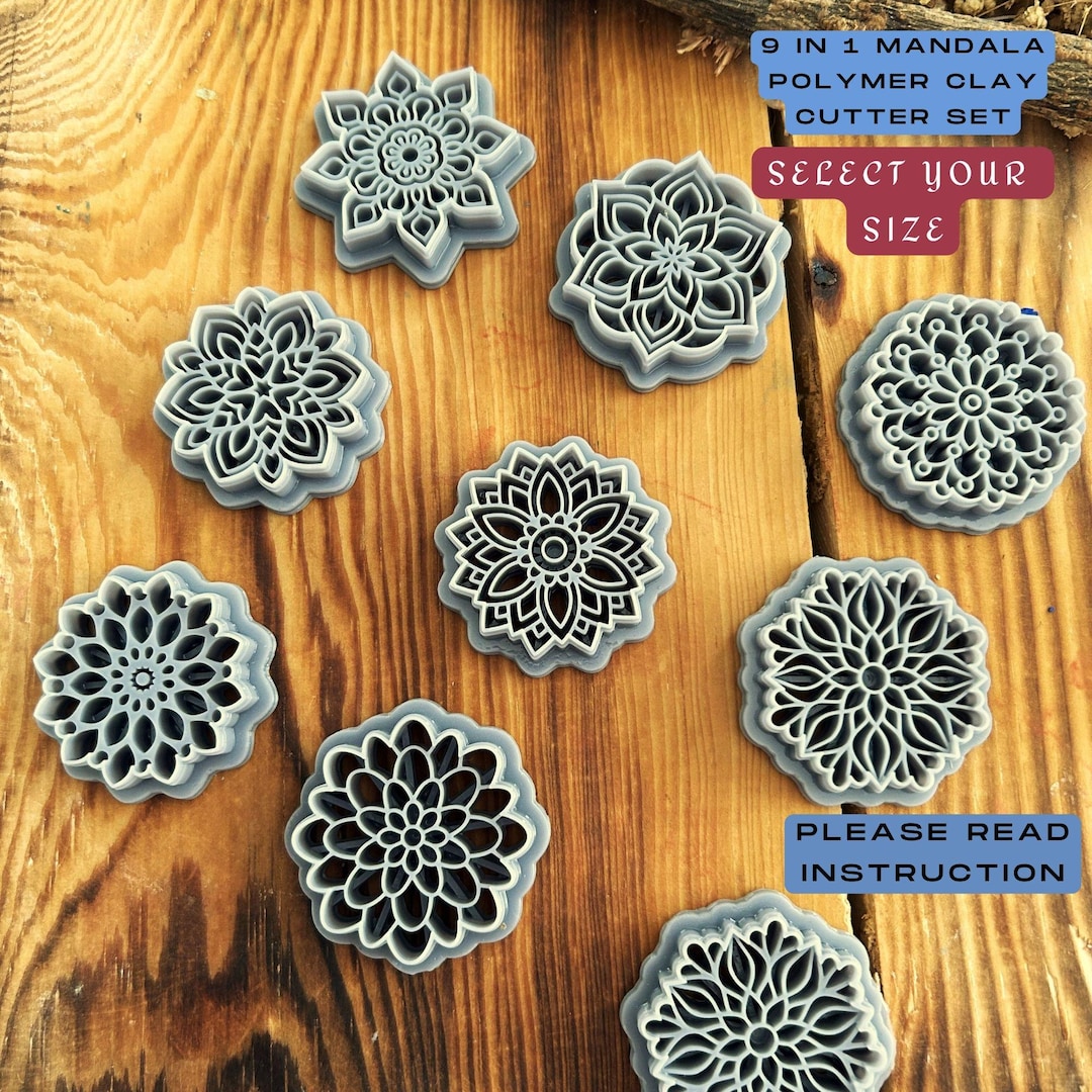 Mandala Clay Cutter Set: 9 Boho Polymer Clay Cutters for Earrings ...