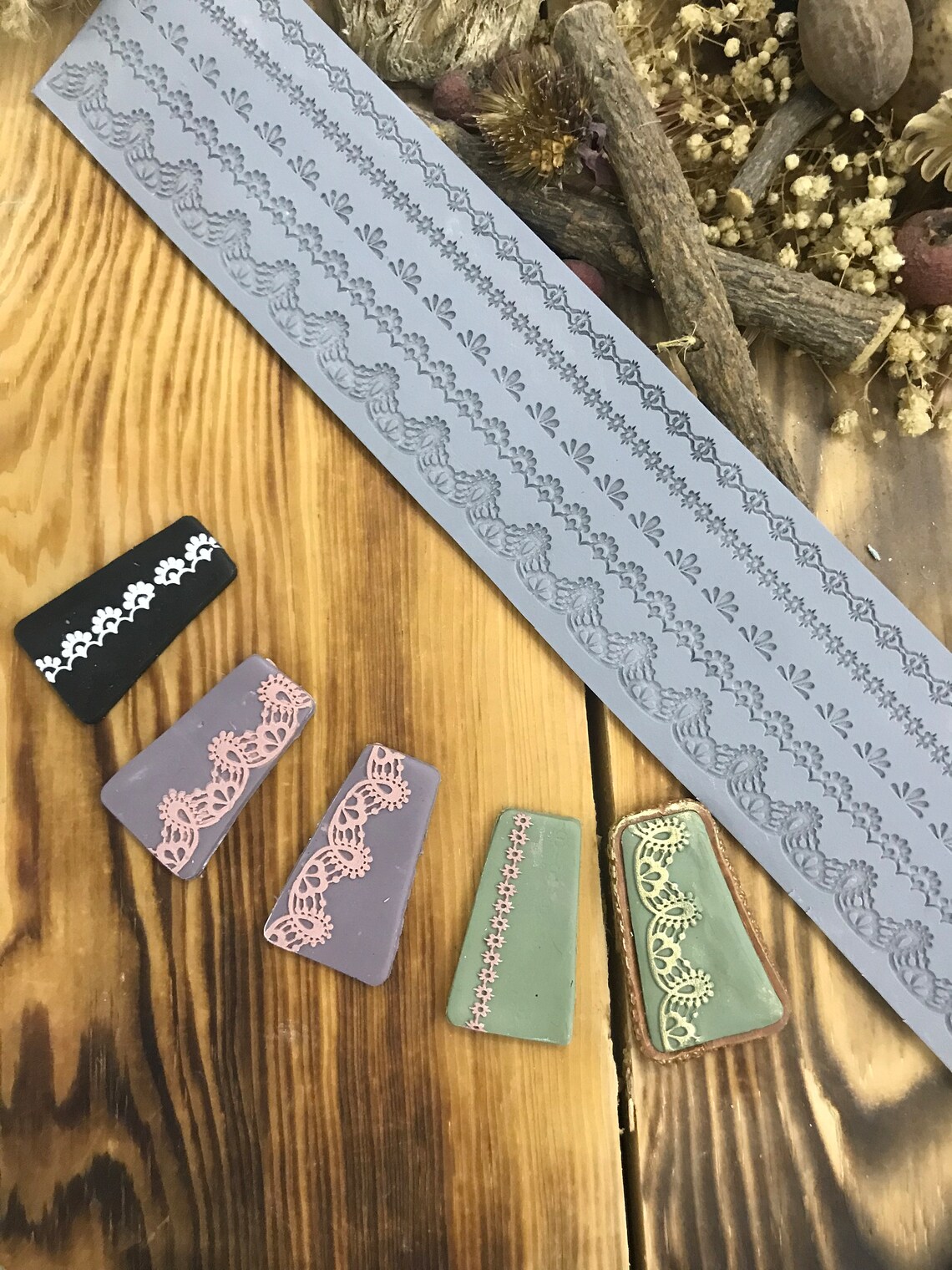 5 Unique Floral Borders – Rubber Texture Mat for Polymer Clay & Jewelry ...