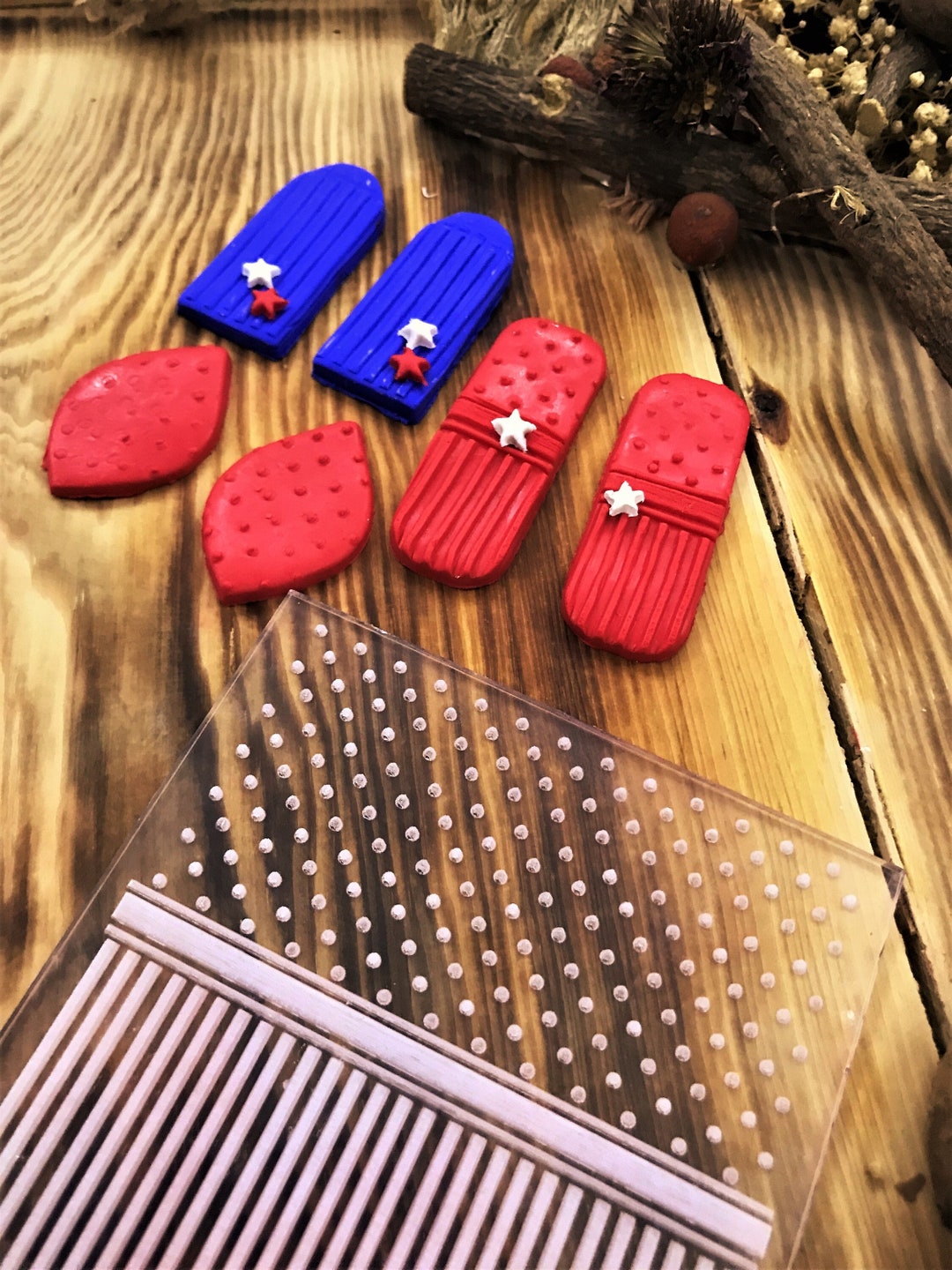 Striped & Dotted Polymer Clay Texture Mat: Acrylic Pottery Stamp - Etsy