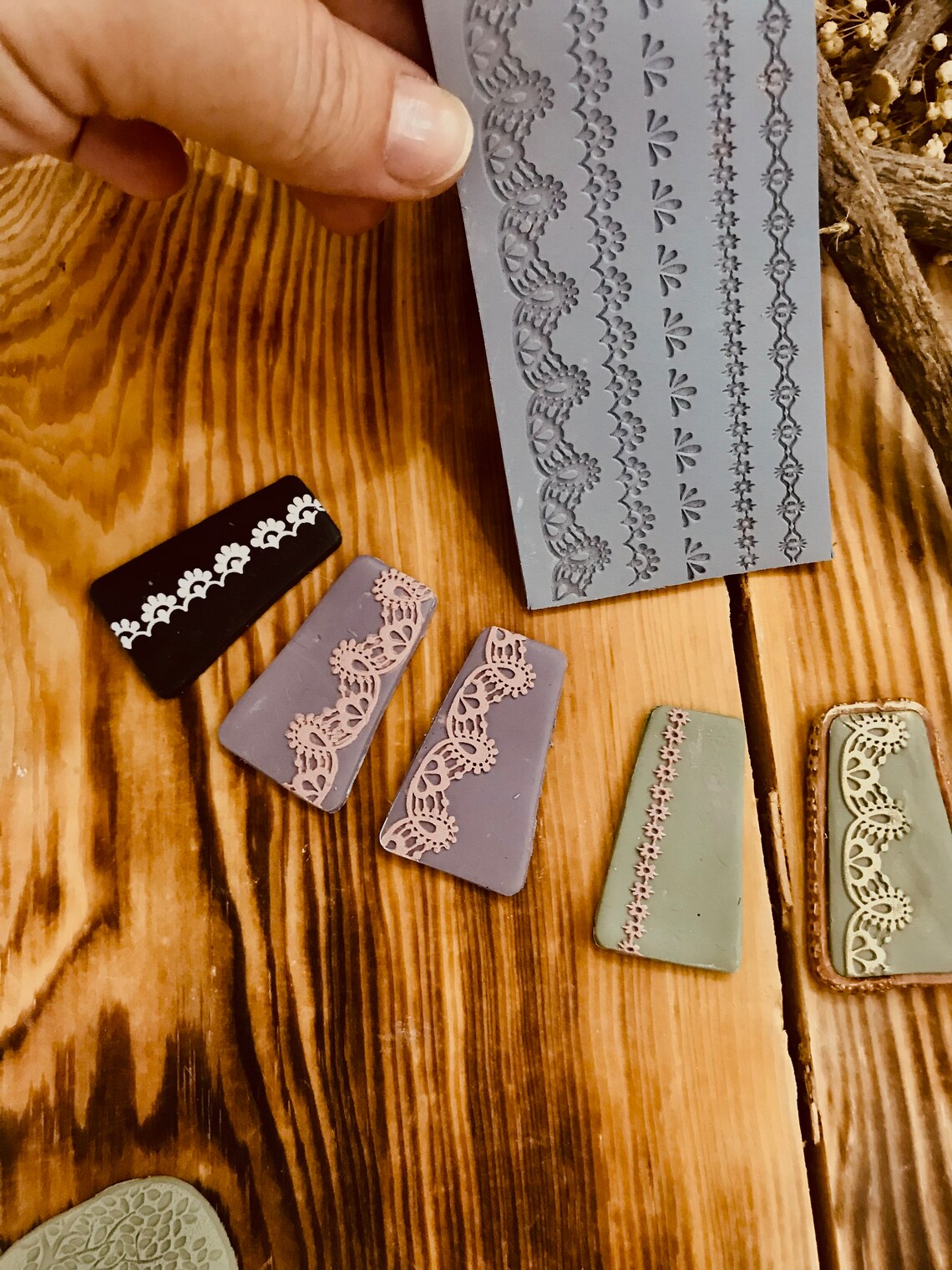5 Unique Floral Borders – Rubber Texture Mat for Polymer Clay & Jewelry ...