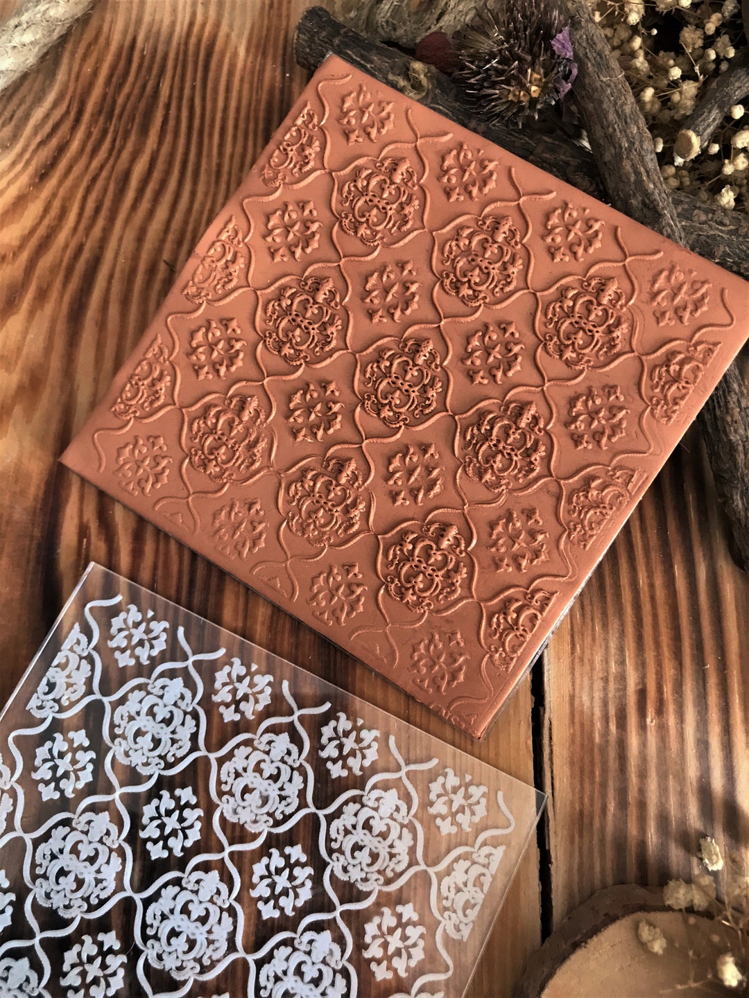 Baroque2 Pattern Texture Mat, Embosser Stamp, Acrylic Clay Texture ...