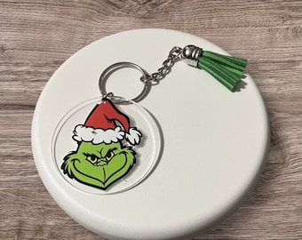 The Grinch Face Keychain - Etsy