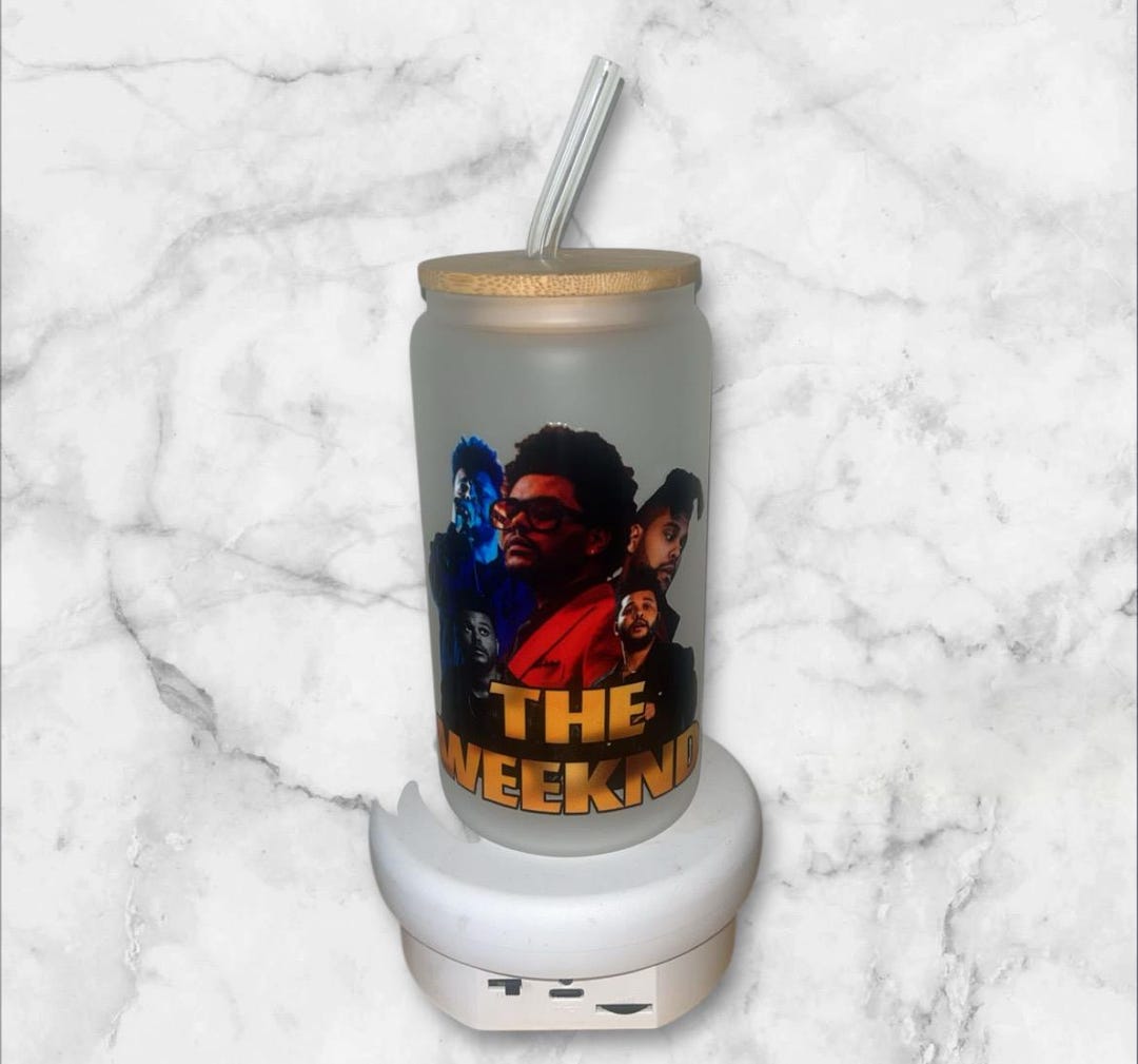 The Weeknd Glass Cup With Bamboo Lid: Handmade Fan Art - Etsy