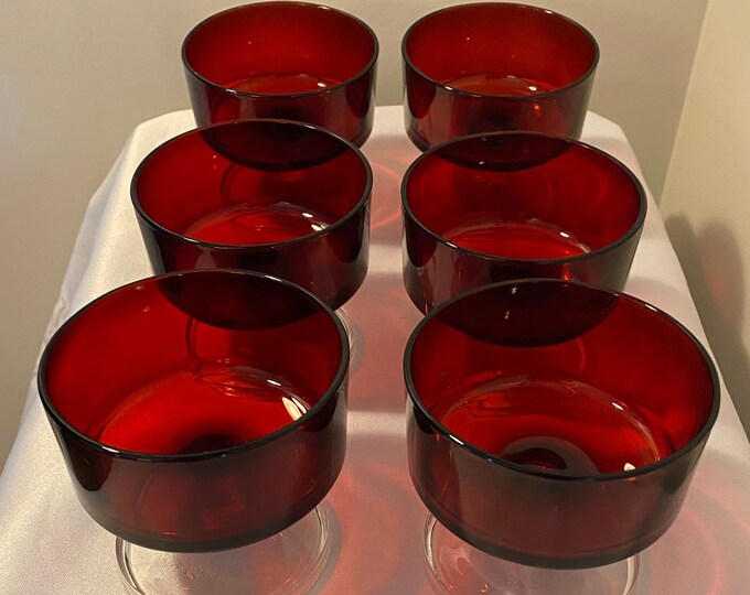 Vintage Luminarc Ruby Red Coupe Glasses - MCM Barware, Set of 6 - Etsy