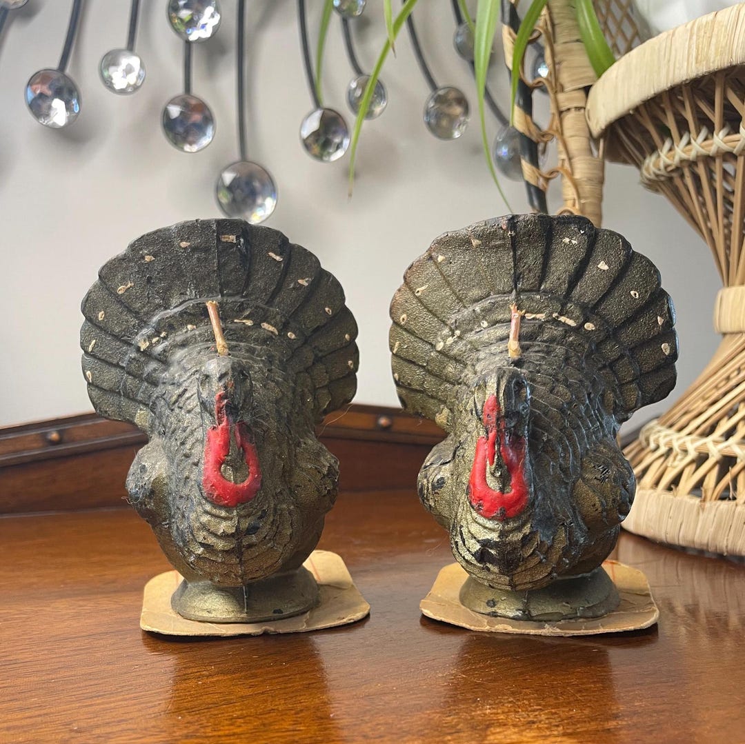 Vintage Turkey Gobbler Tom Wax Candles, Rare Old Turkey Candles ...