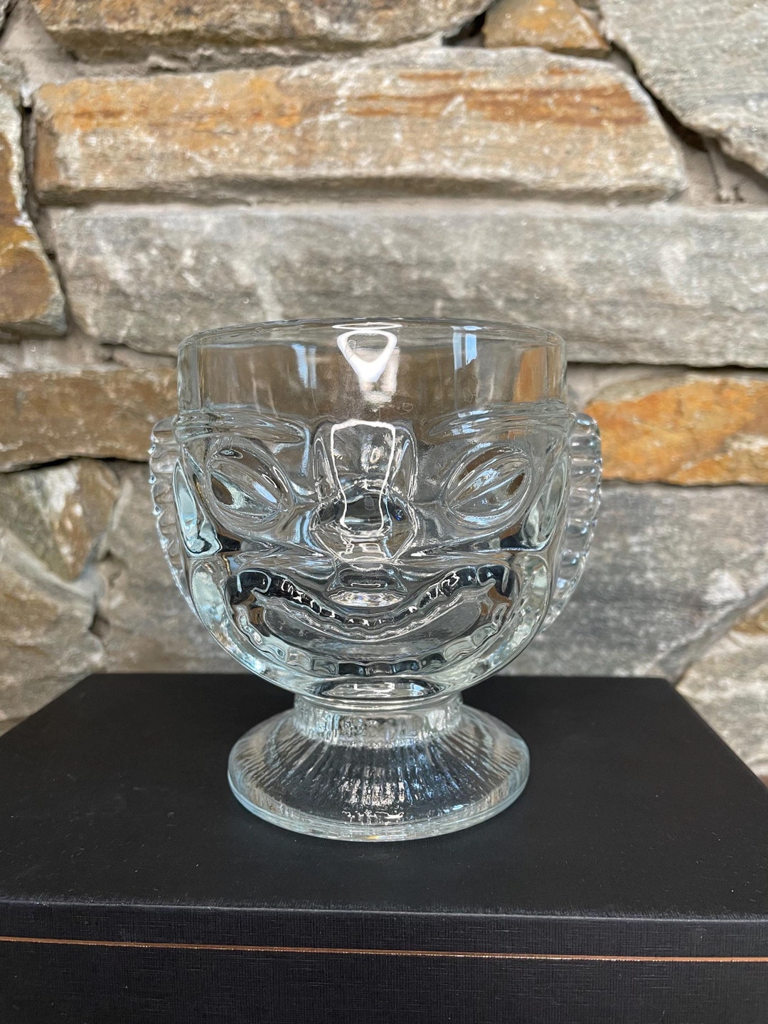 Vintage Glass Tiki Ice Bucket Large Drinking Goblet, Hawaiian Tiki Bar ...