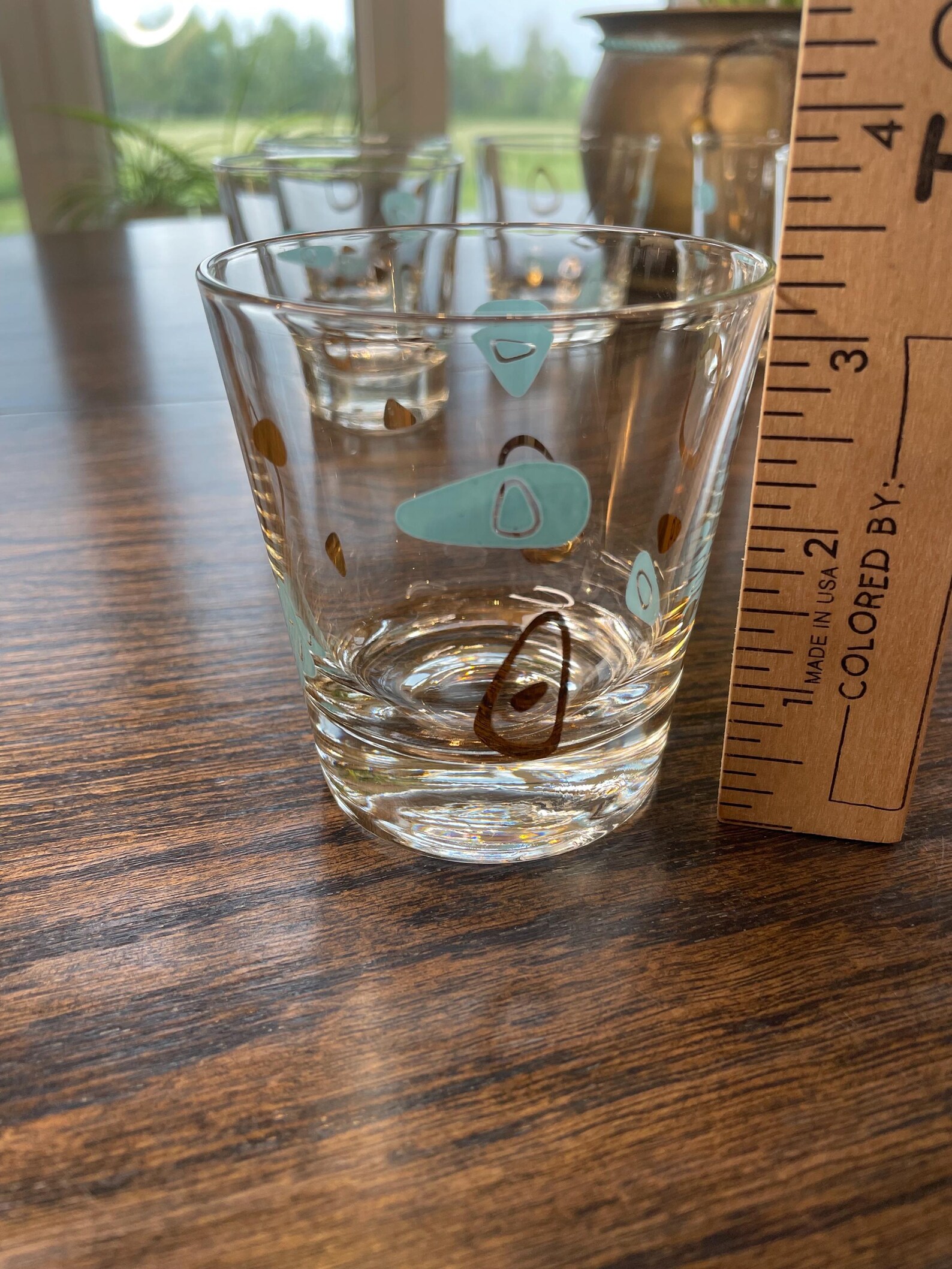 MCM Atomic Amoeba Lowball Tumblers With Turquoise Blue and Gold ...