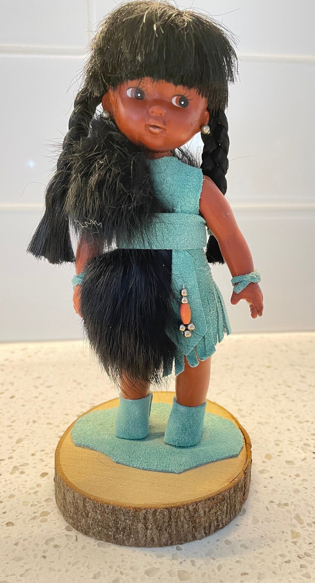 Vintage 1970's First Nations Souvenir Doll in Suede Clothing With Fur ...