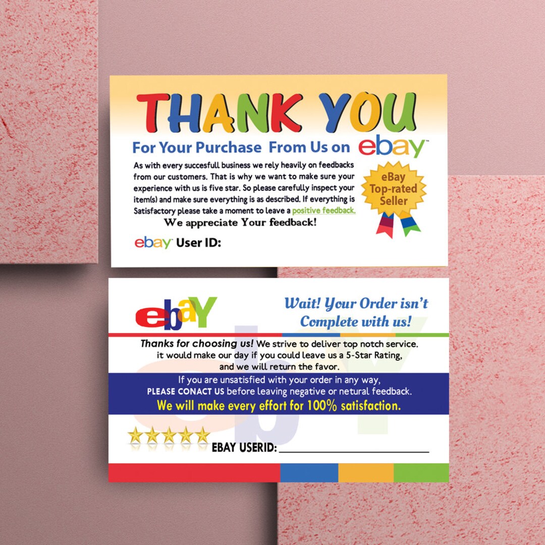 Ebay Thank You Cards Full Color 2 Side Printing Glossy Thick - Etsy