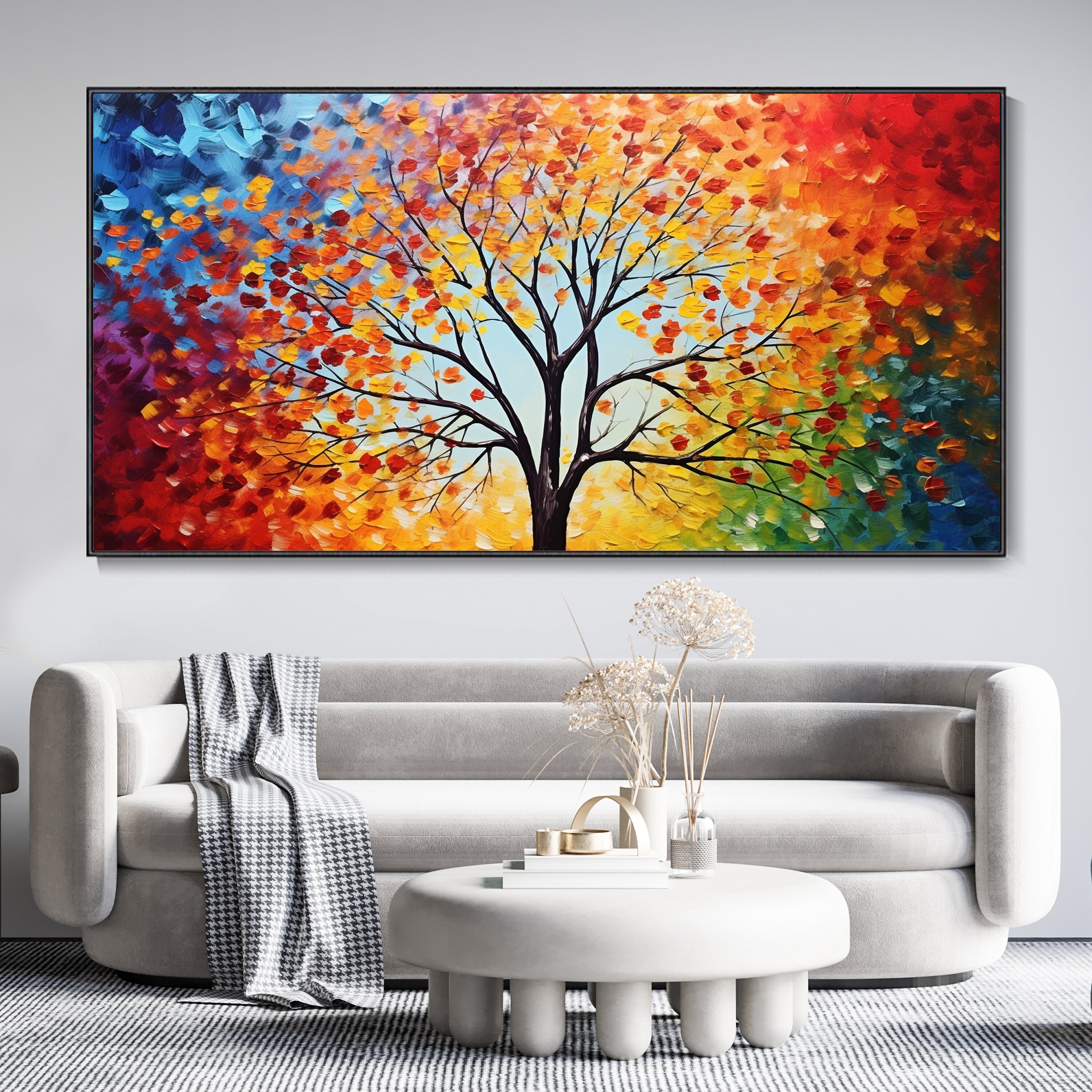 Blossoming Tower Tree Texture Wall Art Boho Tree of Life - Etsy