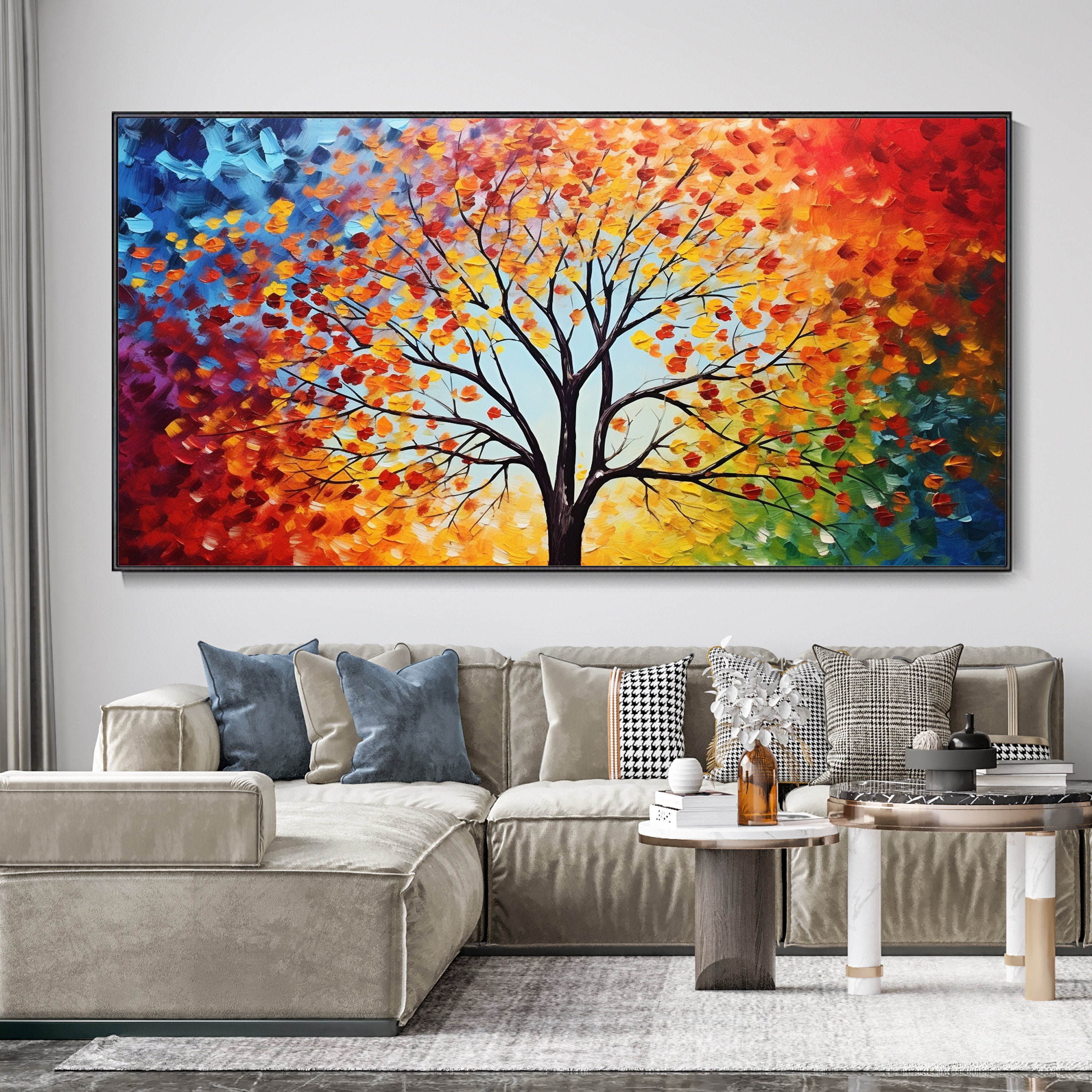 Blossoming Tower Tree Texture Wall Art Boho Tree of Life - Etsy
