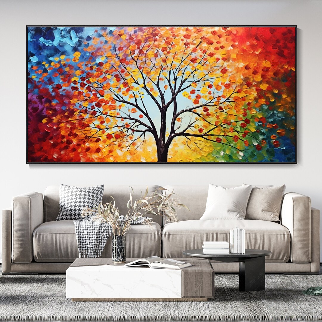 Blossoming Tower Tree Texture Wall Art Boho Tree of Life - Etsy