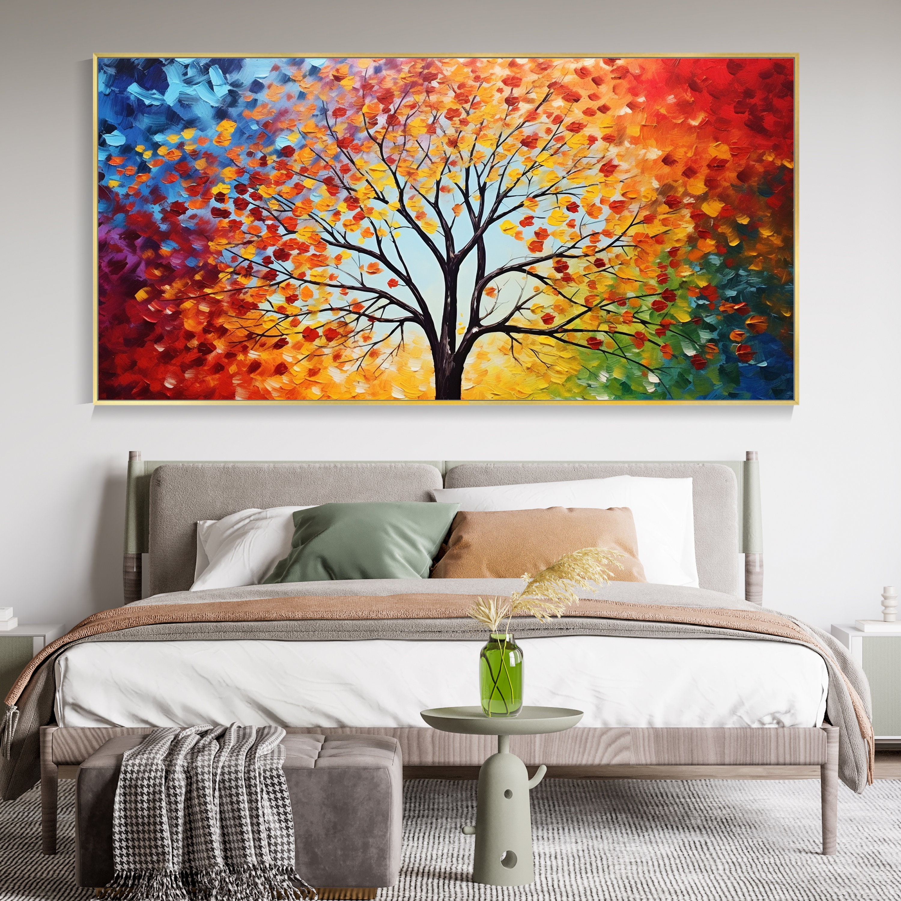 Blossoming Tower Tree Texture Wall Art Boho Tree of Life - Etsy