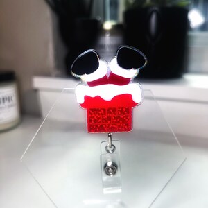 Santa Christmas Chimney Glitter Badge Reel, Christmas Badge, Christmas ...