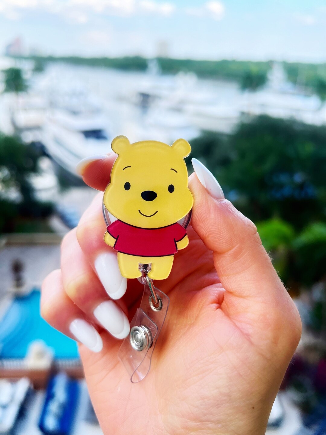 Winnie the Pooh Acrylic Badge Reel, Nurse Badge Holder, Retractable ID ...
