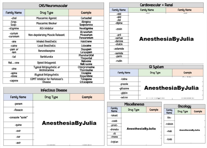 Pharmacology Drug Names Cheat Sheet - Etsy Canada