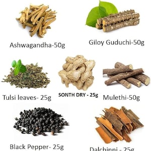 Kadha Pack DRY (250gm) Giloy, Ashwagandha, Tulsi, Mulethi, Kali Mirch ...
