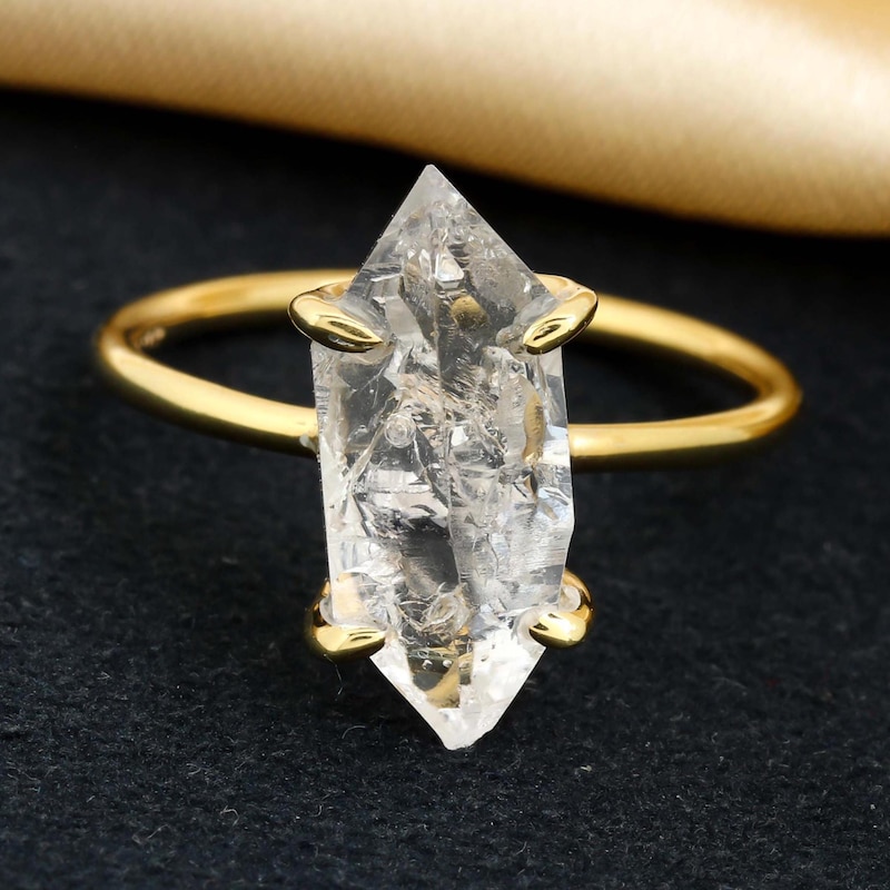 Gold Natural Crystal Ring - Etsy
