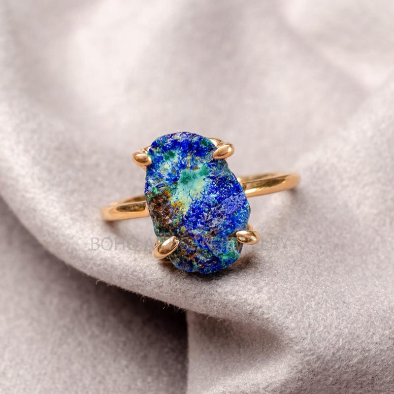 Azurite Mens Rings Raw - Etsy