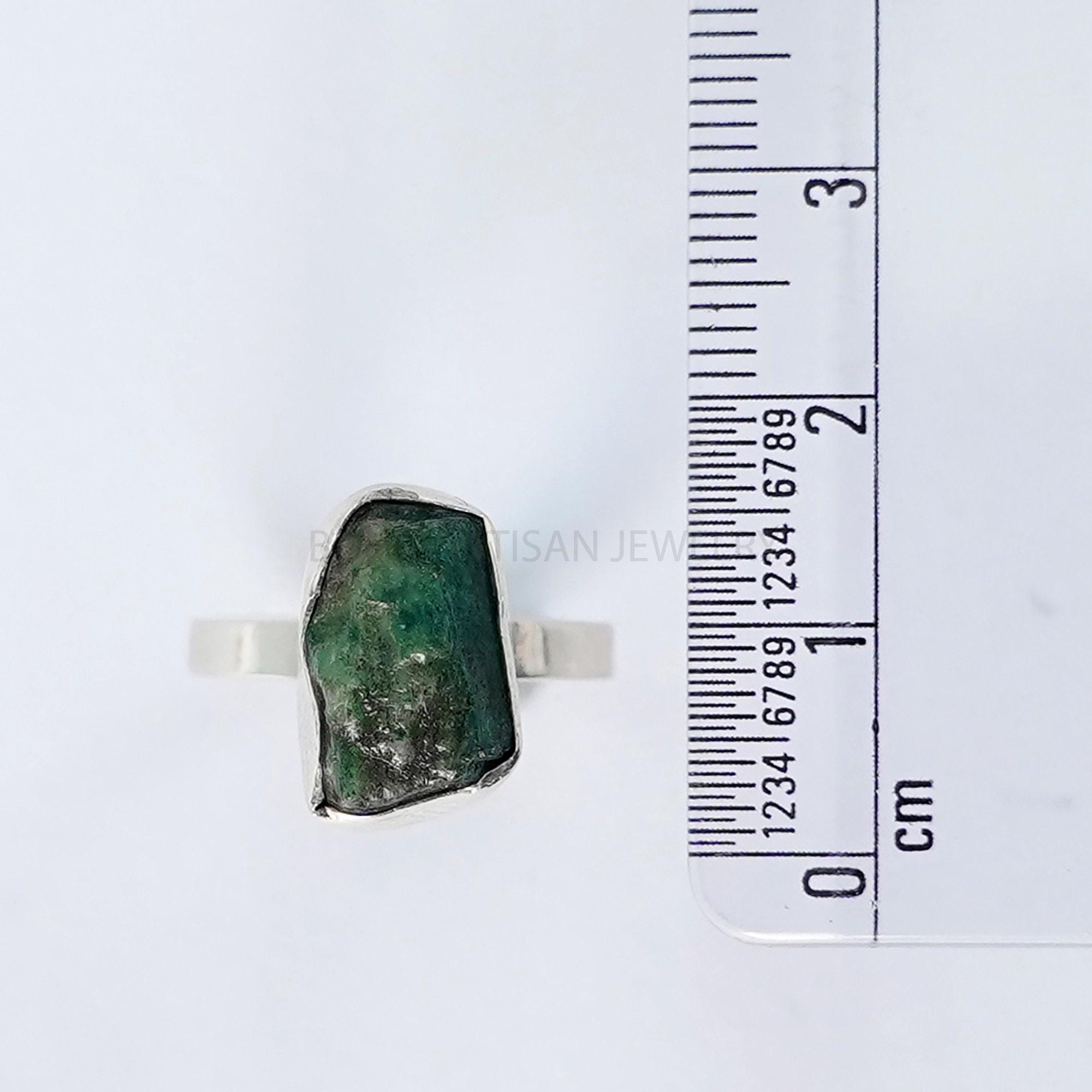Raw Emerald Ring - Emerald Crystal Ring - Silver Handmade Ring - Boho ...