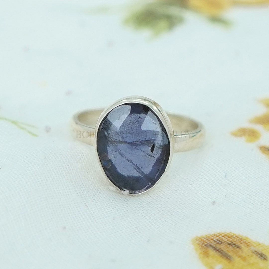 Iolite Rose Cut Ring, 925 Sterling Silver Ring, Rose Cut Stone Jewelry ...