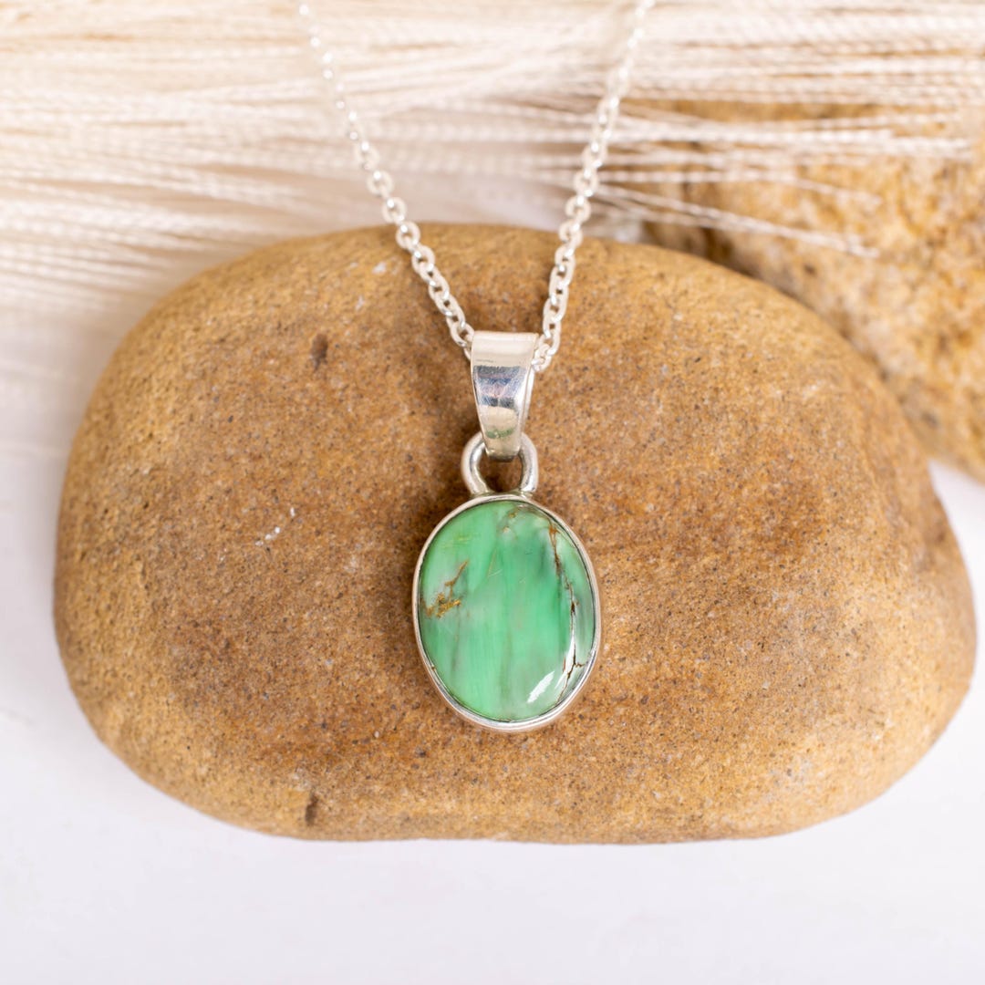 Natural Variscite Pendant: Handmade Sterling Silver Green Gemstone ...
