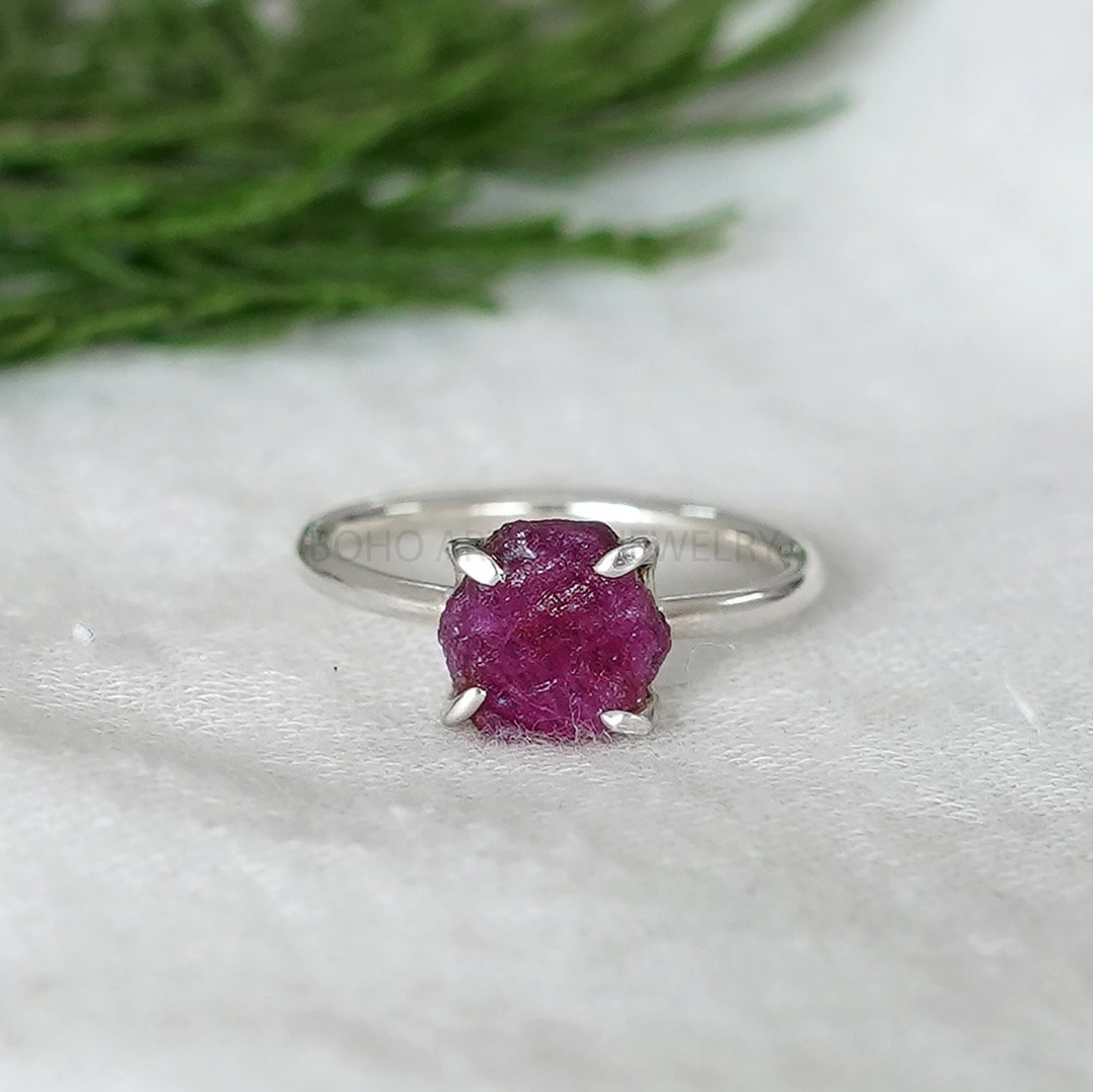 Raw Ruby Ring, Ruby Hexagon Ring, Red Sapphire Ring, Handmade Ring ...