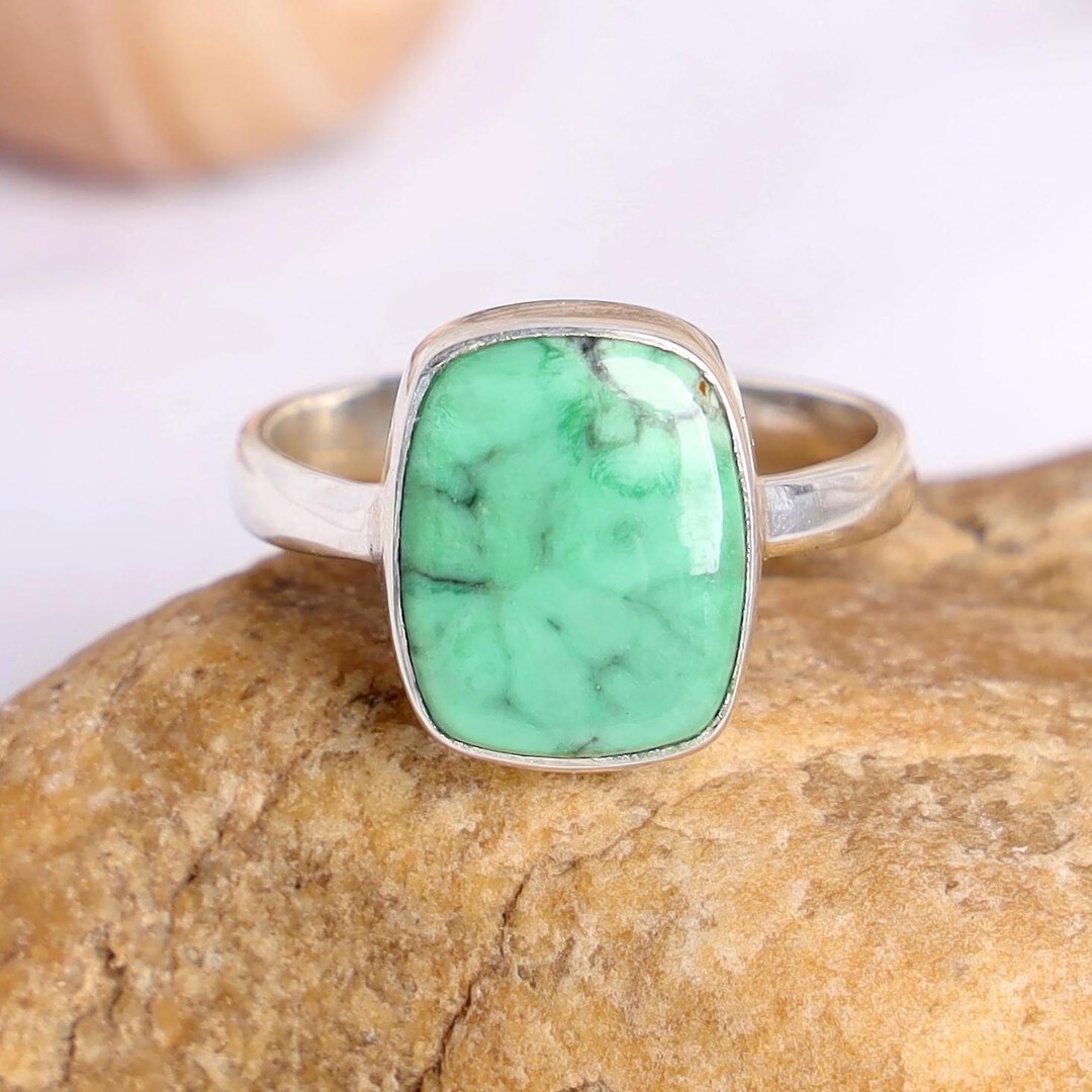 Handmade Variscite Ring: 925 Sterling Silver Statement Jewelry - Etsy