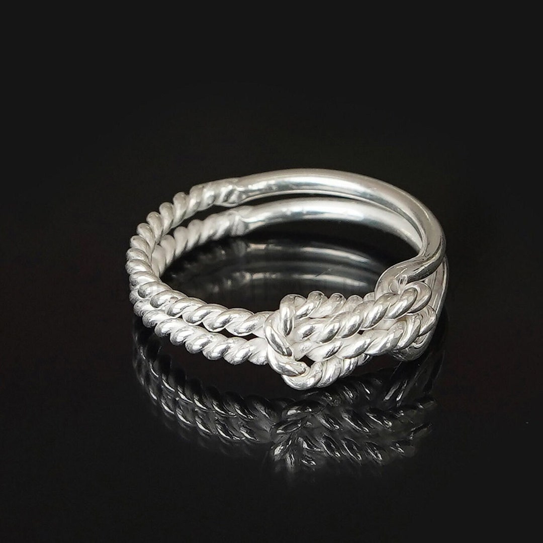 Rope Band Ring, Solid Silver Knot Band, Knot Promise Ring, Comfort Fit ...