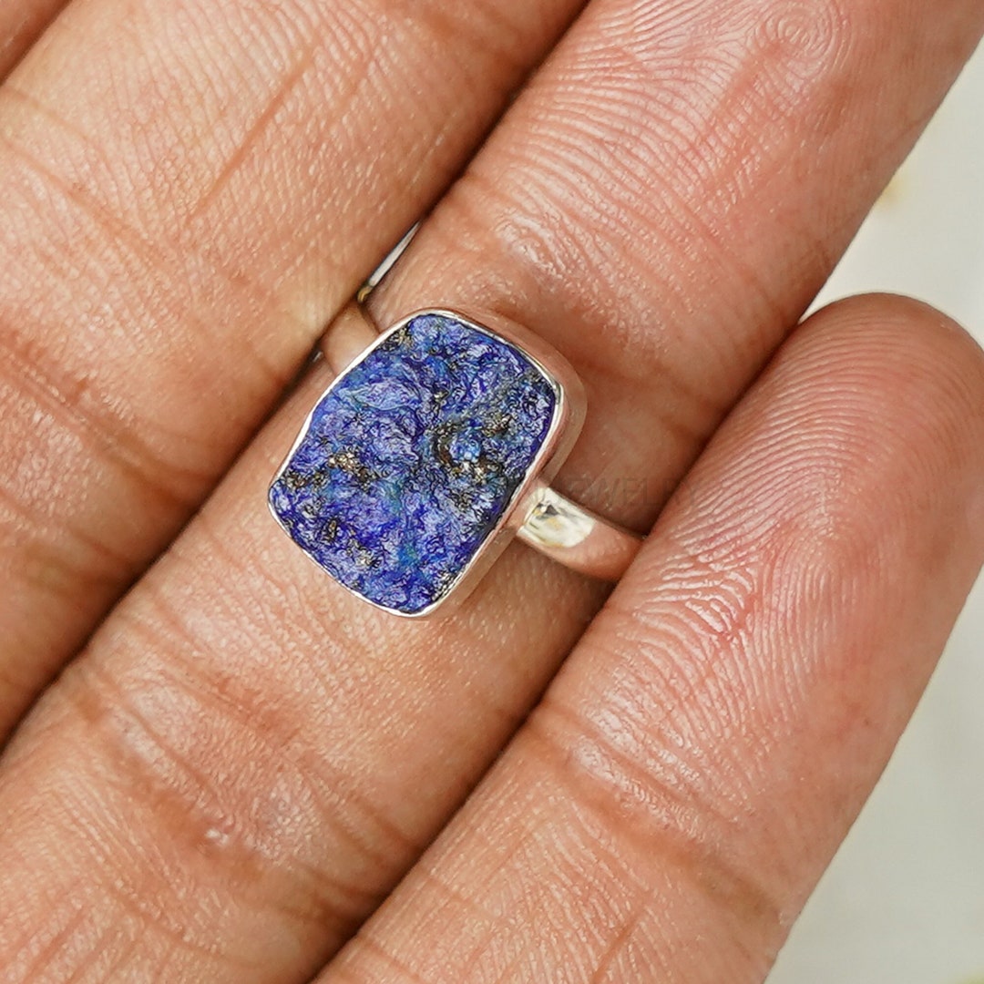 Raw Lapis Lazuli Ring, Blue Lapis Ring, Handmade Ring, Silver Artisan ...