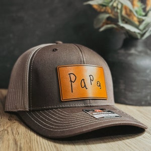 Custom Leather Patch Hat for Father's Day-engraved With 'dad' Writing ...