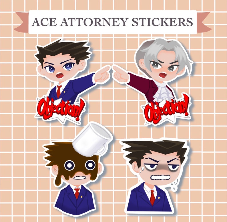 Ace Attorney || Objections and Phoenix Wright Sprite Stickers - Etsy