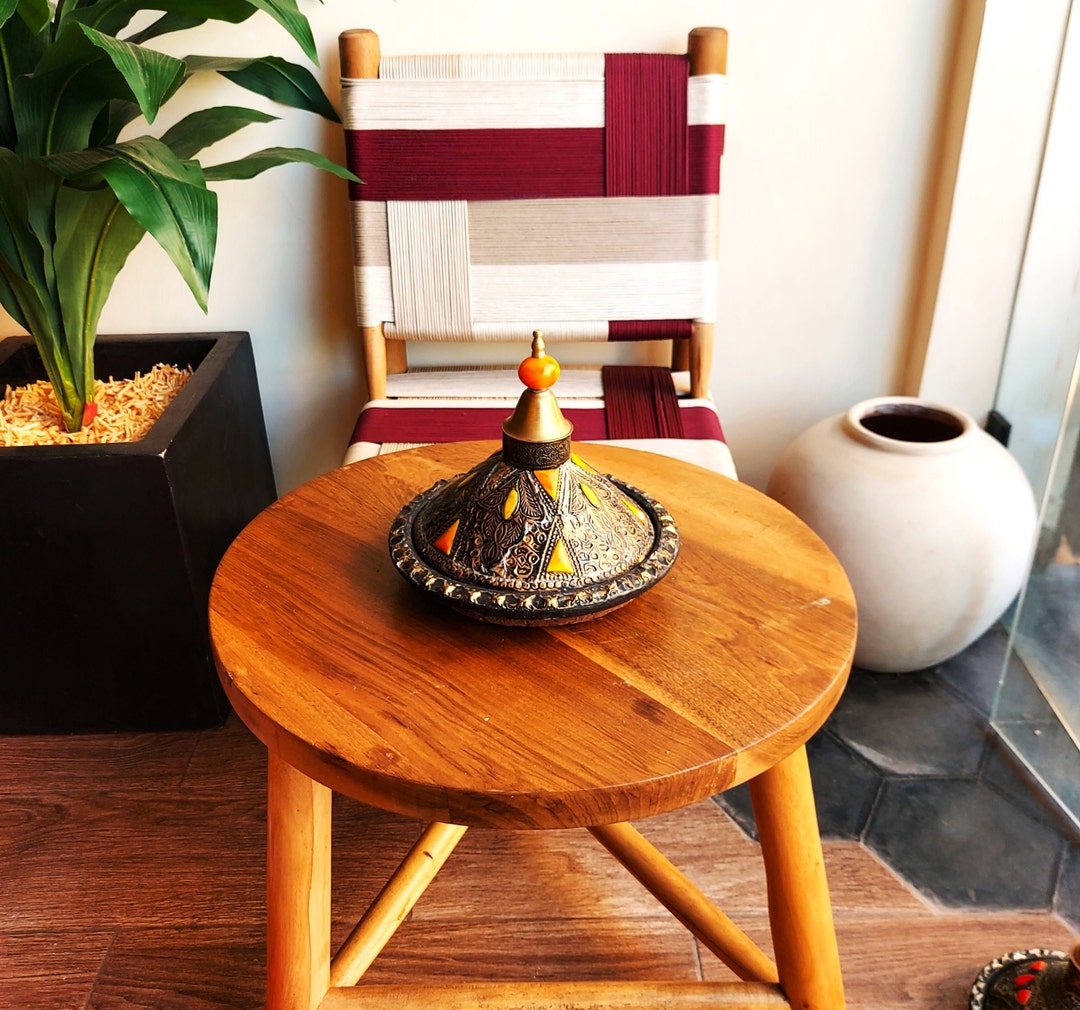 Moroccan Rustic Pottery Tagine With Metal & Bone Inlays-unique Serving ...