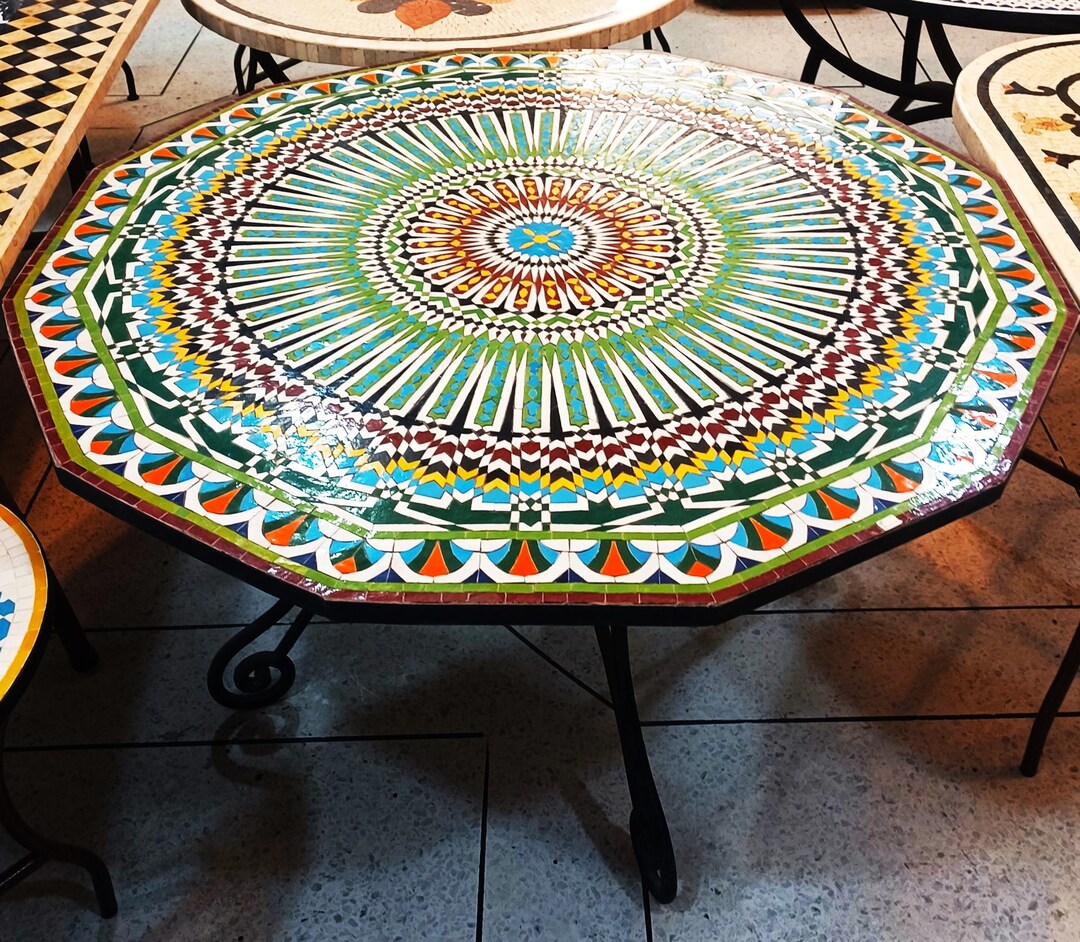 Moroccan Handmade Dodecagon Zellige Mosaic Table-mosaic Dining Table ...