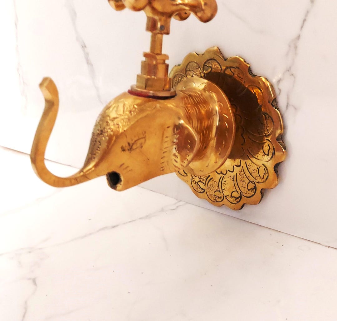 Handcrafted Brass Elephant Design Faucet-unlacquered Moroccan Brass ...