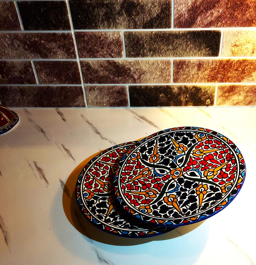 Set of Two Moroccan Ceramic Plates-pottery Serving Dishes-ceramic ...