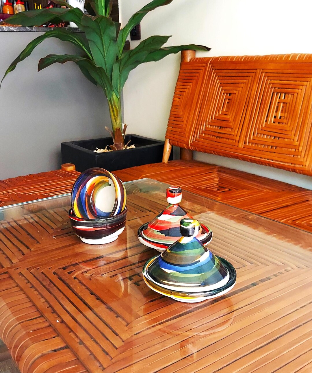 Moroccan Ceramic Spice Tagines and Bowls Set-beautifully Hand-painted ...