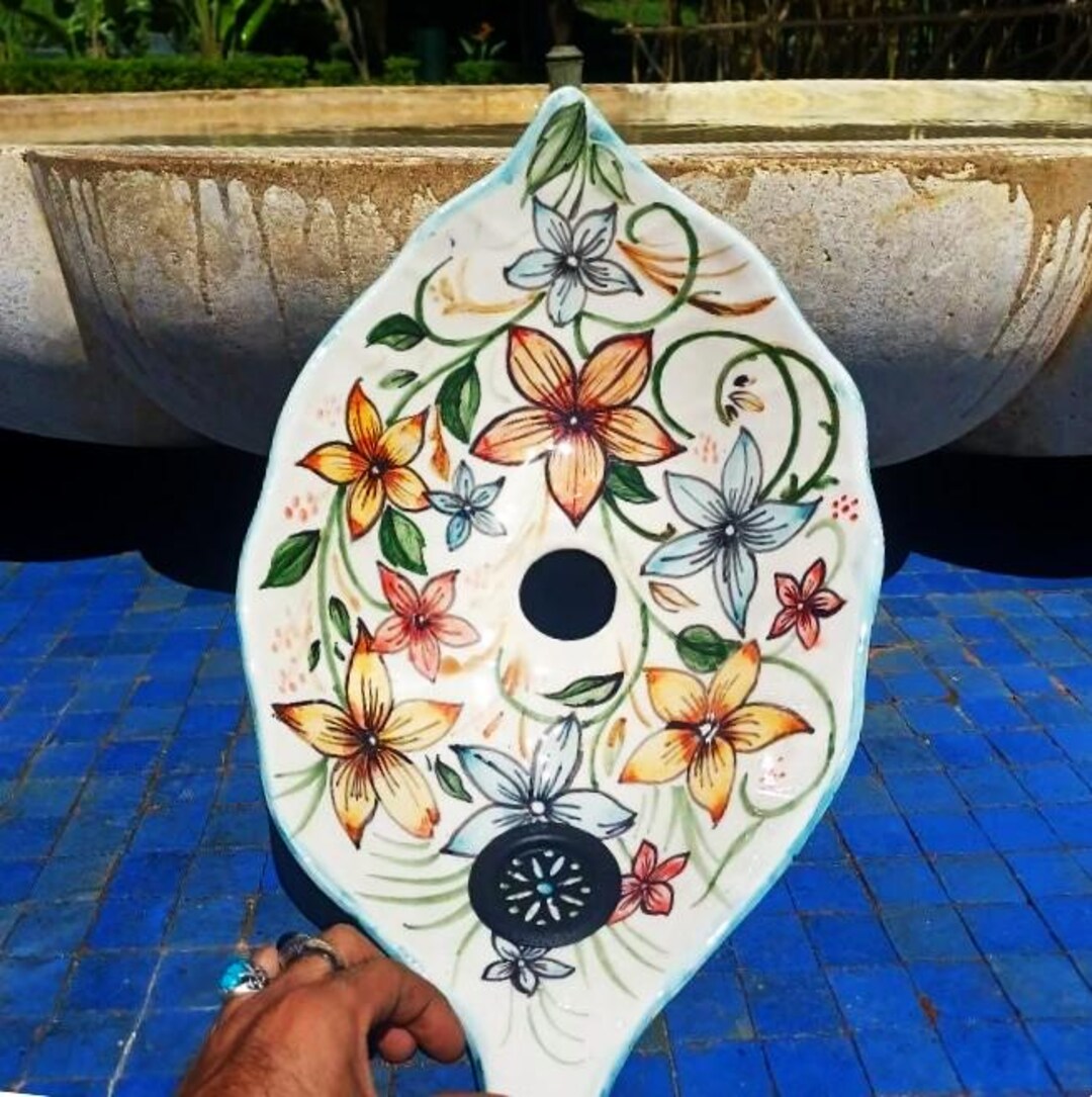 Oval Leaf-shaped Ceramic Sink-moroccan Ceramic Wash Basin-oval Leaf Tub ...