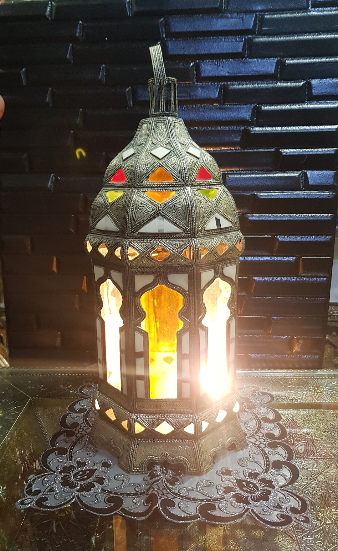 Moroccan Glass Lanterns-handmade Lantern With Bone and Metal Inlay ...