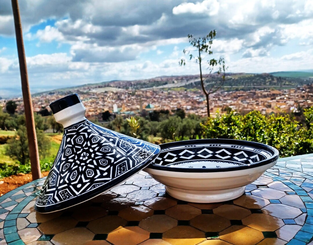 Moroccan Ceramic Serving Tagine-traditional Pottery Tagine-hand Painted ...