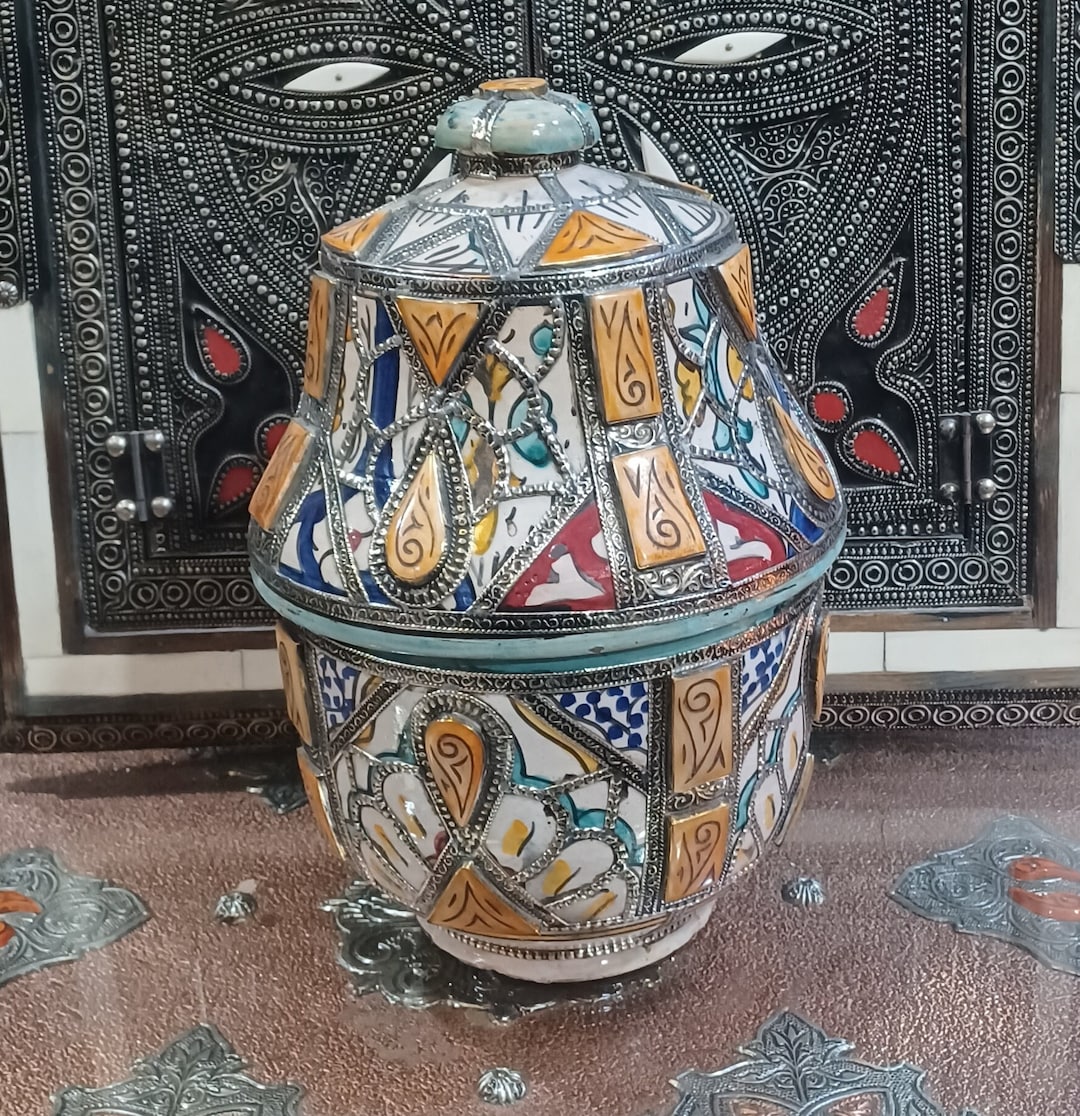 1-3 Days Shipping-antique Ceramic Bowl Inlaid With Metal and Bone ...