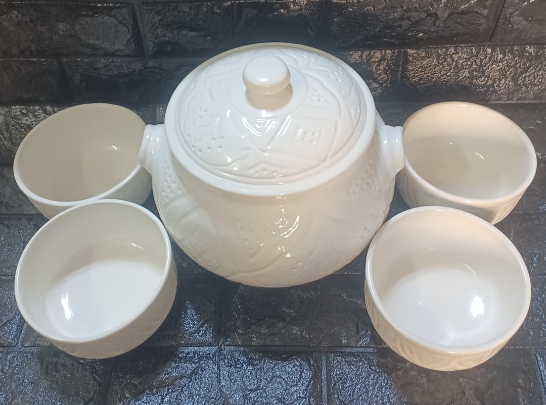 Hand-crafted Moroccan Ceramic Tureen Set-engraved Ceramic Tureen ...